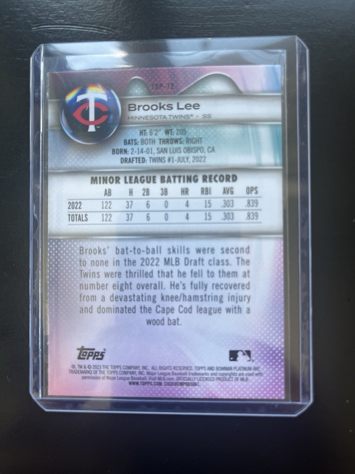 2023 Bowman Platinum - Top Prospects #TOP-72 Brooks Lee (RC) | eBay