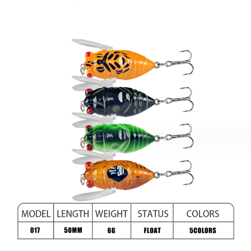 4PCS 5cm 6g Insect Cicada Fishing Lure with Wings Crankbait Bass ...