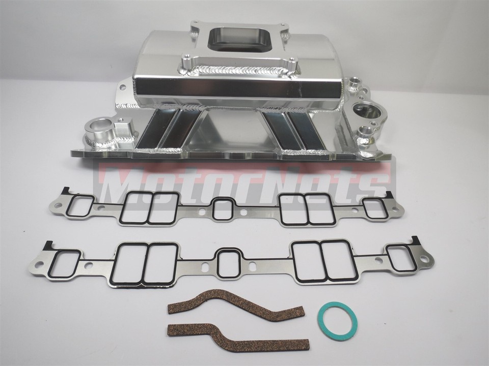 SBC Fabricated Aluminum Intake Manifold Tunnel Ram 4Barrel Small Block ...