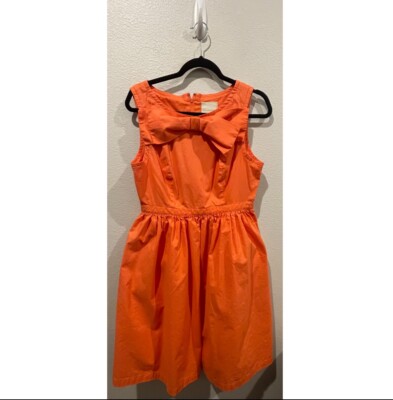 MODCLOTH Sherbert Bow Sleeveless Pockets Orange Mini Dress Size L | eBay