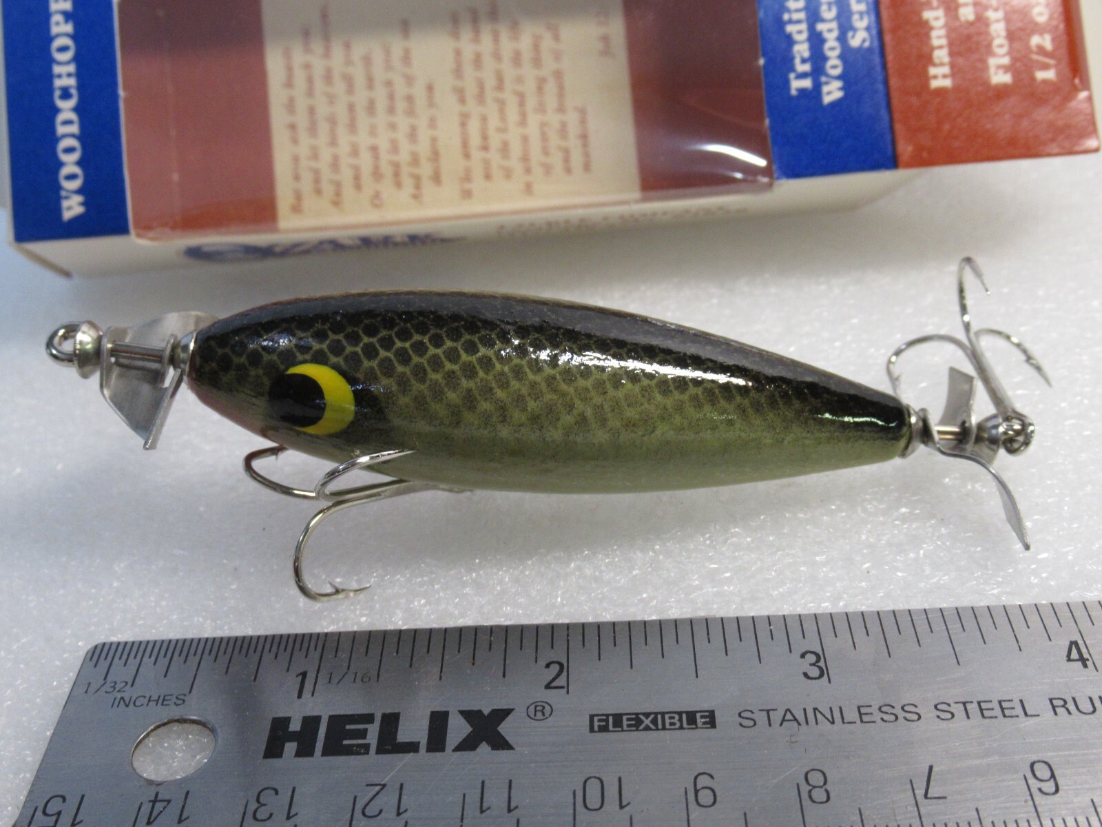 Vintage Wooden Ozark Mountain Wood Chopper Grey Scale 1/2 Oz Fishing ...