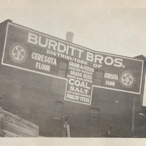 Snapshot Photo Burditt Brothers Painted Building Sign Flour Grain Seeds ...