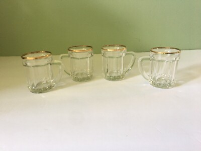 Embossed miniature gold rimmed glass mugs from Italy-4-EUC | eBay