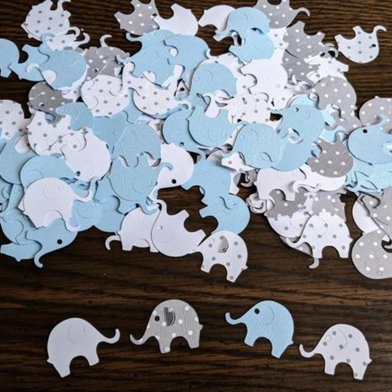 Blue Elephant Confetti, Birthday Decor, Baby Shower Confetti, Elephant ...