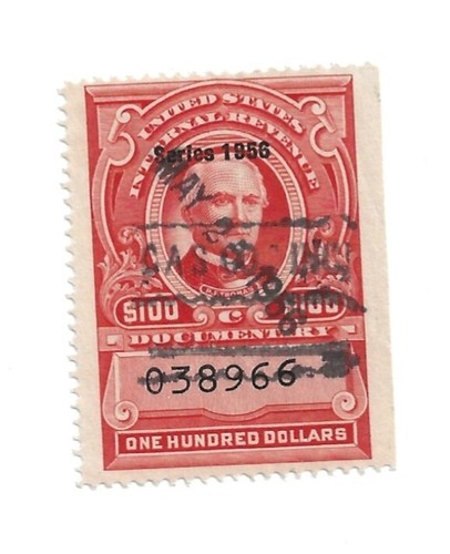 U S Stamps revenues red documentary Scott R700 one hundred dollars used ...