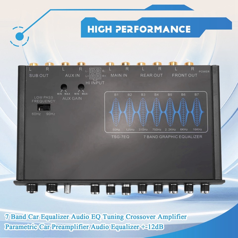 2X(7 Band Car Equalizer Audio EQ Tuning Crossover Amplifier Parametric ...