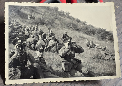 WW2 German Photo Soldiers Observing Through Field Binoculars Combat ...