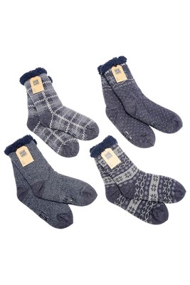 MUK LUKS Men's 4-Pack Shea Butter Cabin Socks Navy | eBay