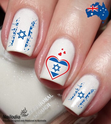 I love Israel Flag Menorah Jewish Nail Art Decal Sticker Water Transfer ...