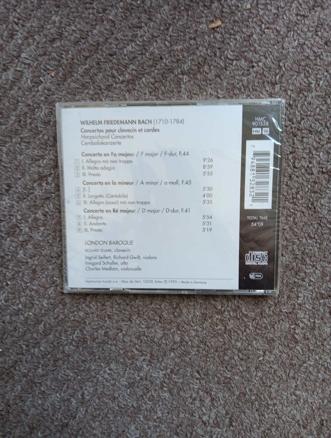 Wilhelm Friedemann Bach: Harpsichord Concertos (CD, Oct-1995, Harmonia ...