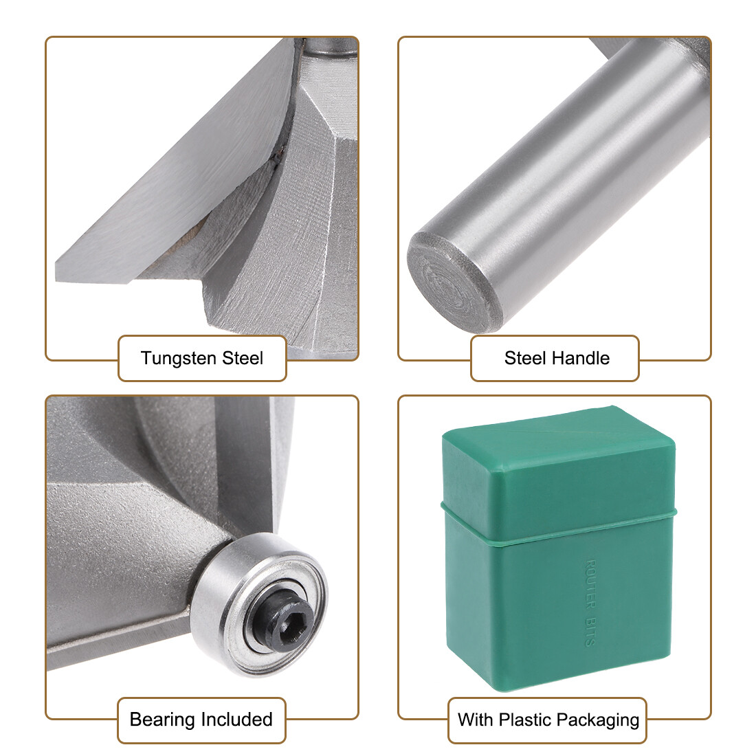 Chamfer Router Bit 1/2 Shank 1-3/4 inch Dia 45 Degree Carbon Steel ...