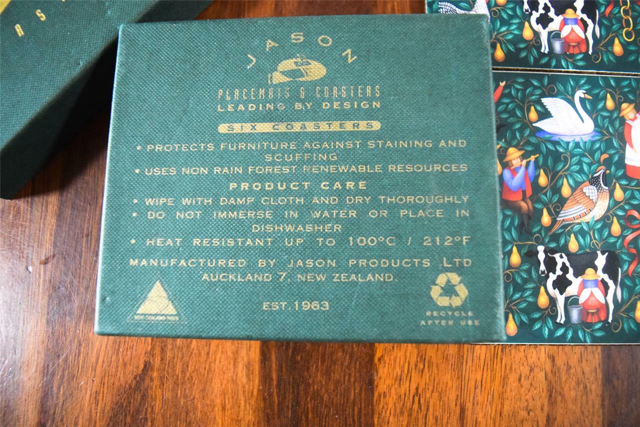 Twelve Days of Christmas COASTERS Boxed Set of 6 JASON Xmas Cork Backed ...