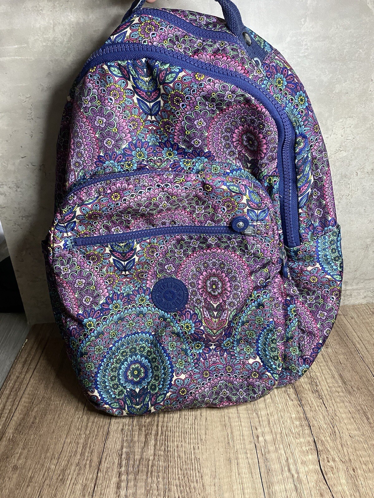 Rare Kipling Backpack Bright Floral Pattern Nylon EUC - Gem
