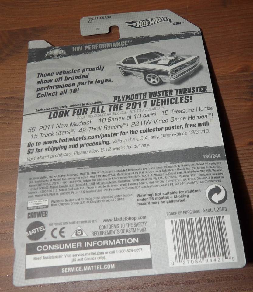 2X - 2011 Hot Wheels HW Performance - Plymouth Duster Thruster - White ...