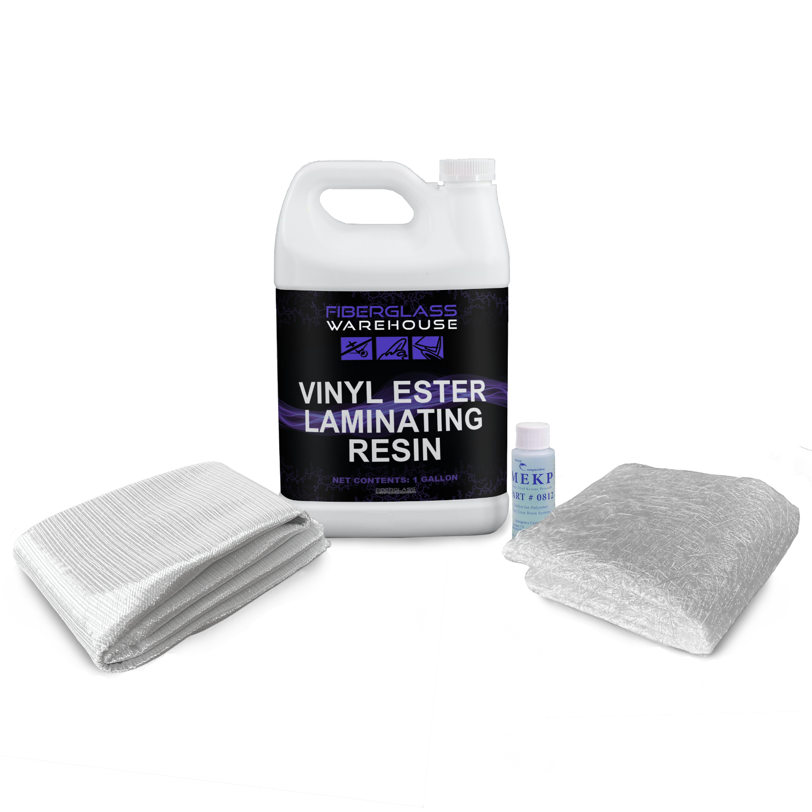 Vinyl Ester Repair Kit- Resin, Catalyst, Fiberglass Cloth and Chopped ...