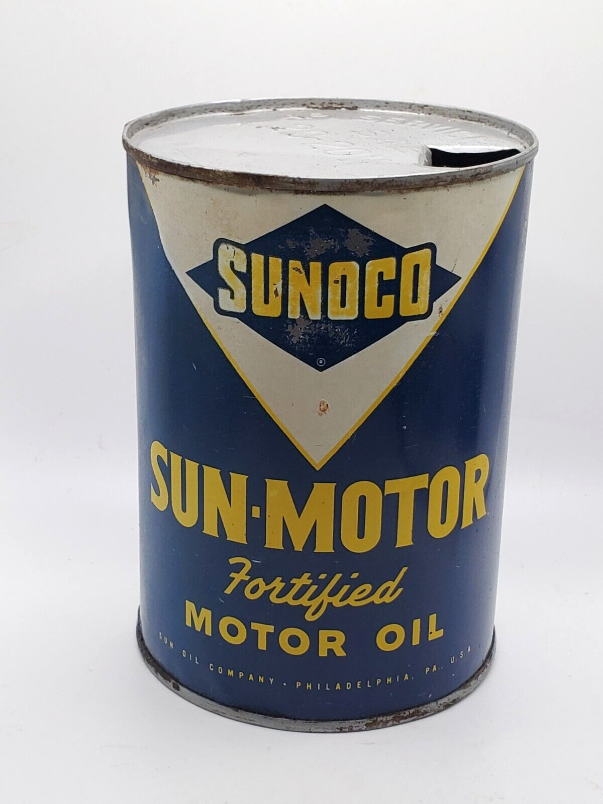 ANTIQUE SUNOCO MOTOR OIL QUART CAN SUN OIL CO GAS & OIL COLLECTIBLE ...