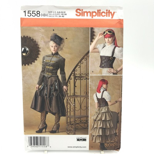 Simplicity 1558 Steampunk Skirt Corset Costume Cosplay Misses Size 6 12 ...