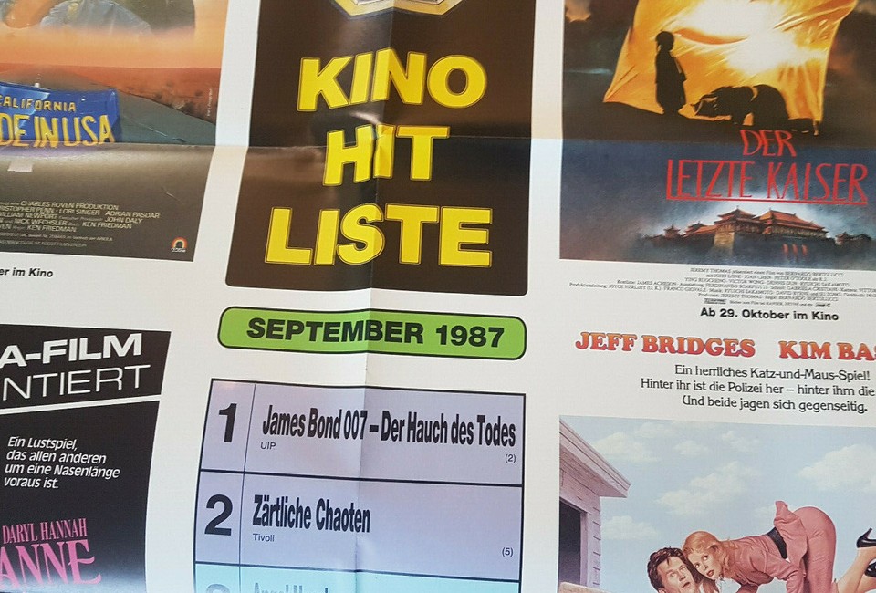 Plakat Kino September 1987 Top 20 James Bond Hauch des Todes Zärtliche Chaoten | eBay