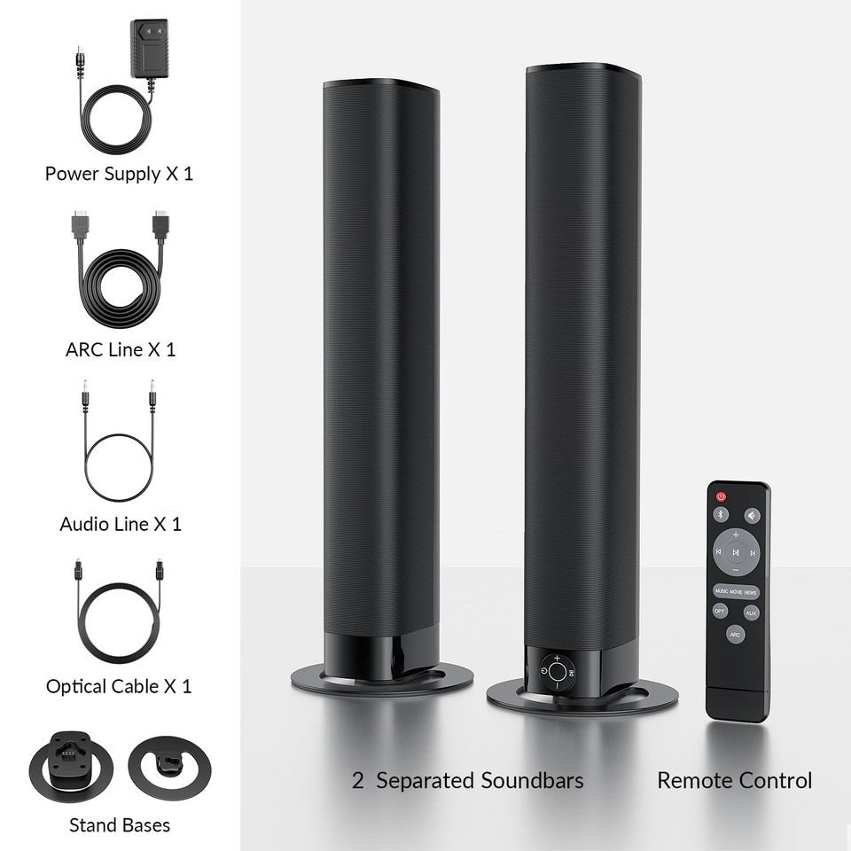 Sound Bar for Smart TV, Soundbar with Bluetooth/ARC/Opt/AUX Connect ...