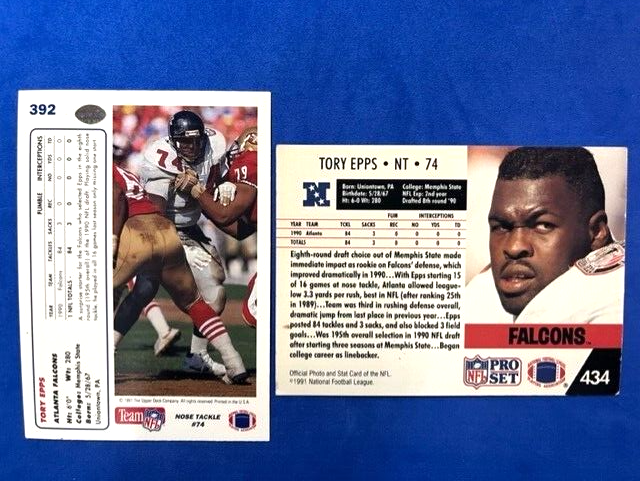 NFL - Tony Epps 1991 Upper Deck & 1991 Pro Set Football - Falcons | eBay