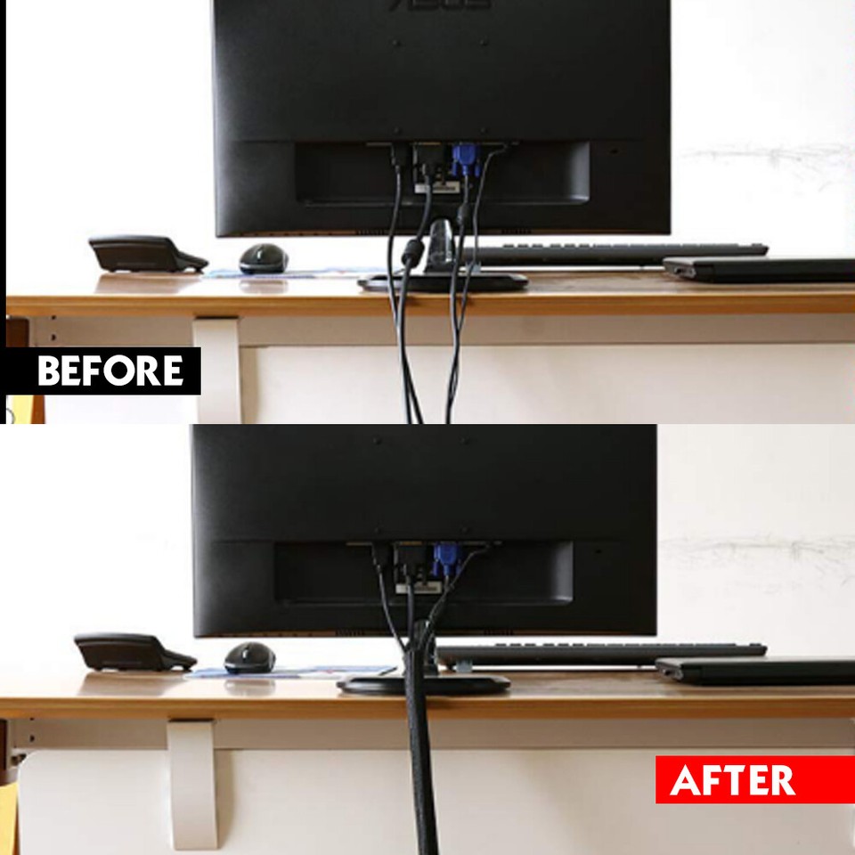 Black Self Wrapping Braided Split Wire Loom Cable Sleeve Harness ...