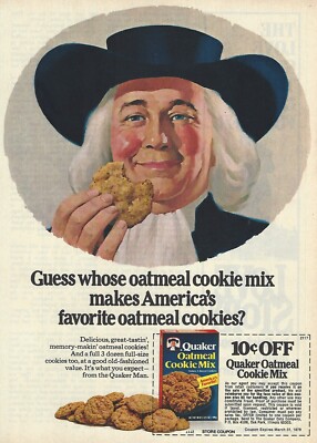1977 Quaker Oatmeal Cookie Mix vintage Print Ad 70's Food Advertisement ...