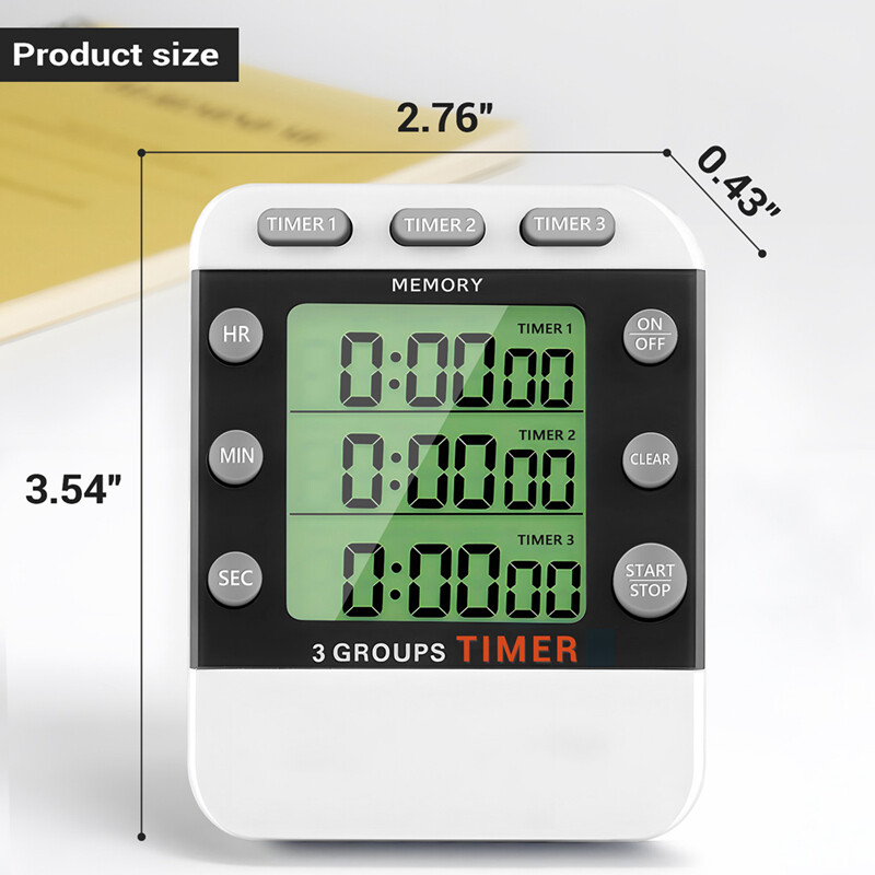 Digital Dual Kitchen Timer, 3 Channels Count /Down Timer, Triple ...