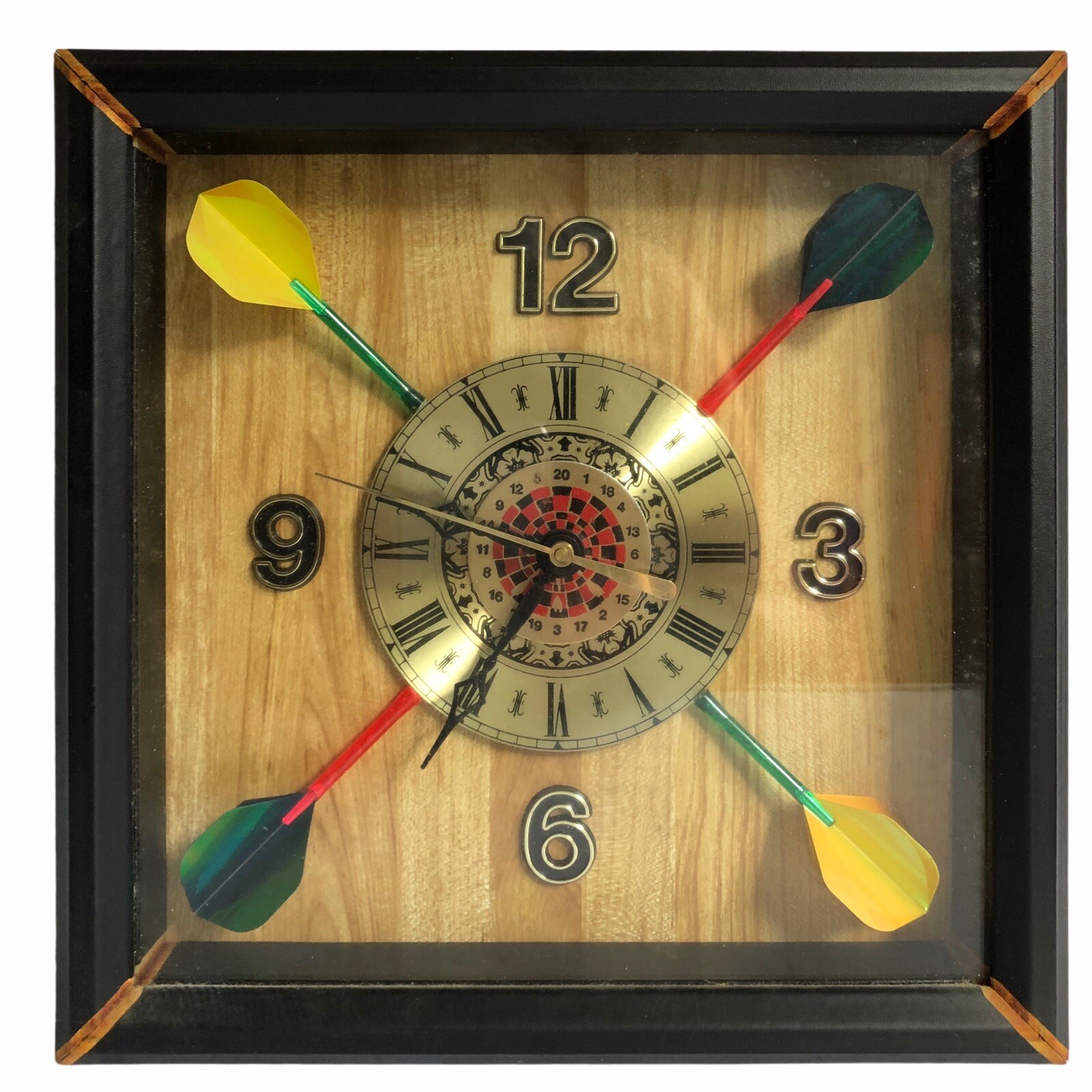 Dart Board Clock Wall Darts Quartz 10” Man Cave Bar Sports Vtg Mid ...