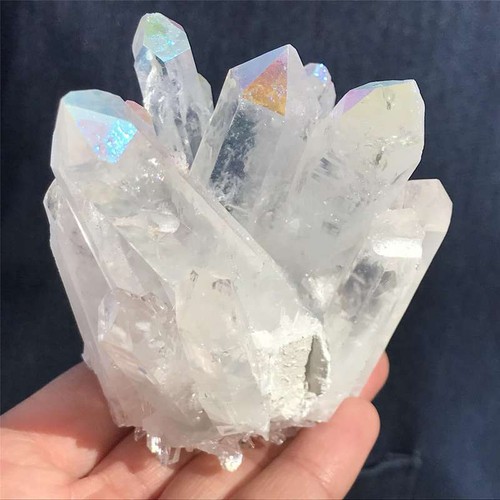 0.37kg Titanium rainbow clear quartz cluster quartz crystal vug point ...