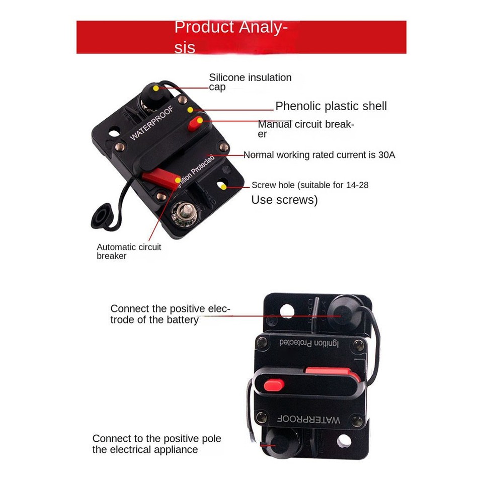 120A Circuit Breaker Fuse Reset 12-24V DC Car Boat Auto Fuse Box Fuse ...