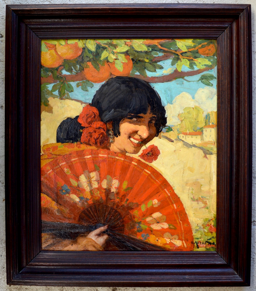 AZEMA ERNEST (1871-1917) "Andalouse À L'Éventail" Agde Montpellier ...