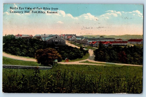 Fort Riley Kansas Postcard Bird's Eye View Fort Riley Cemetery Hill ...
