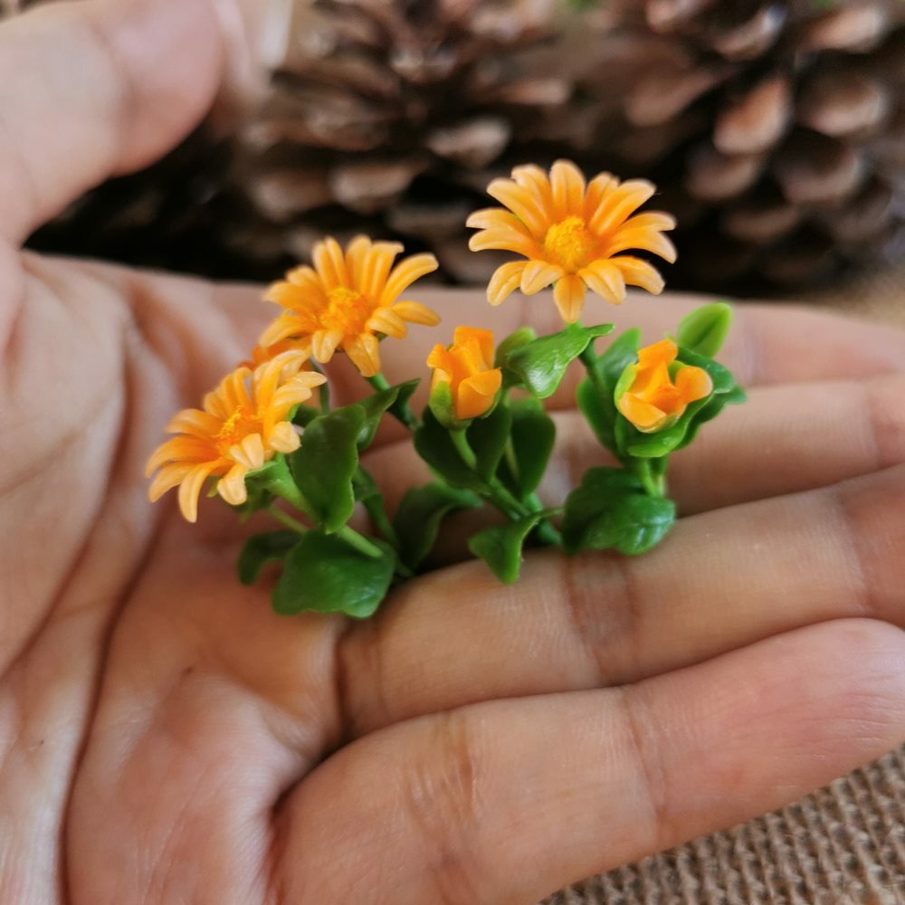 Dollhouse Miniature Gerbera Daisy Flower 3 Bunches Clay Handcraft ...