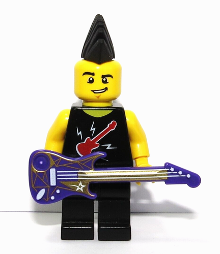 LEGO Punk Rock Rocker Singer Minifigure Mohican Mohawk & Guitar Music ...