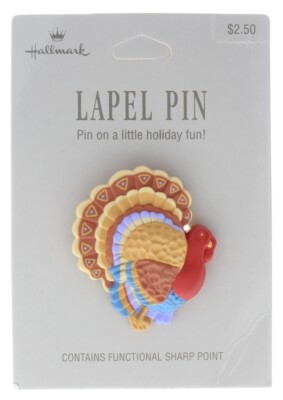 Hallmark Hat Lapel Pin Thanksgiving Fall Tom Turkey Gobble Gobble on ...