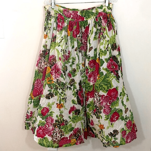 Mahudi International floral midi skirt textured elastic waist bow ...