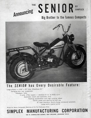 1963 Simplex Senior Mini-Bike Moped "Big Brother" Original Print Ad | eBay