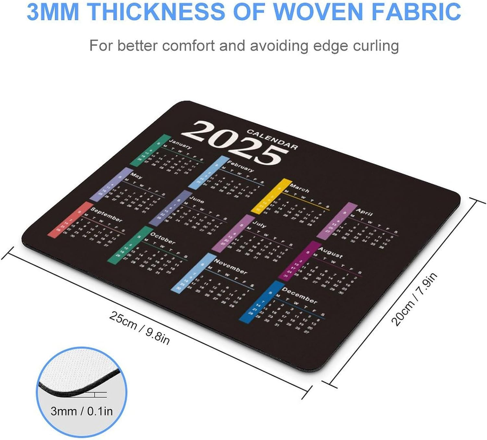 2025 Mouse Pad Calendar,Computer Mouse Pads Calendars Non-Slip Rubber ...