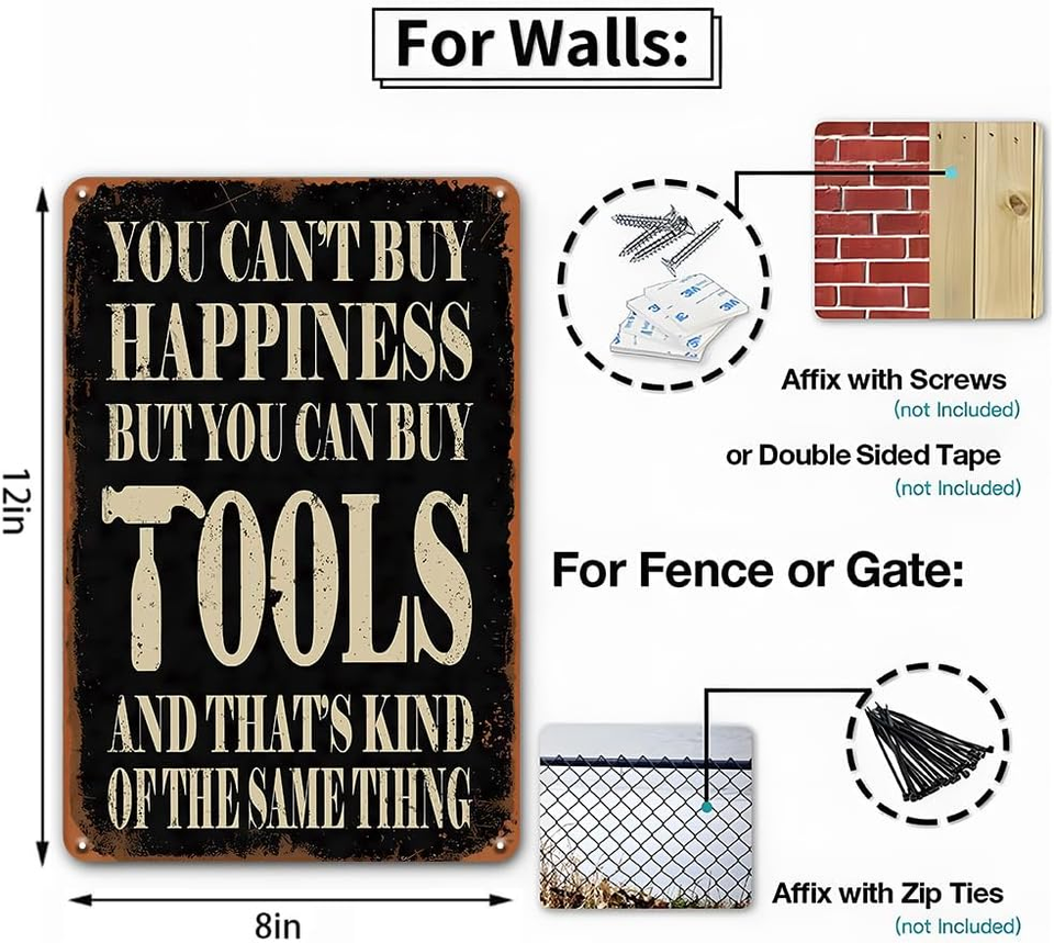 Funny Metal Garage Signs for Men - You Can Buy Tools Sign, Vintage Tin ...