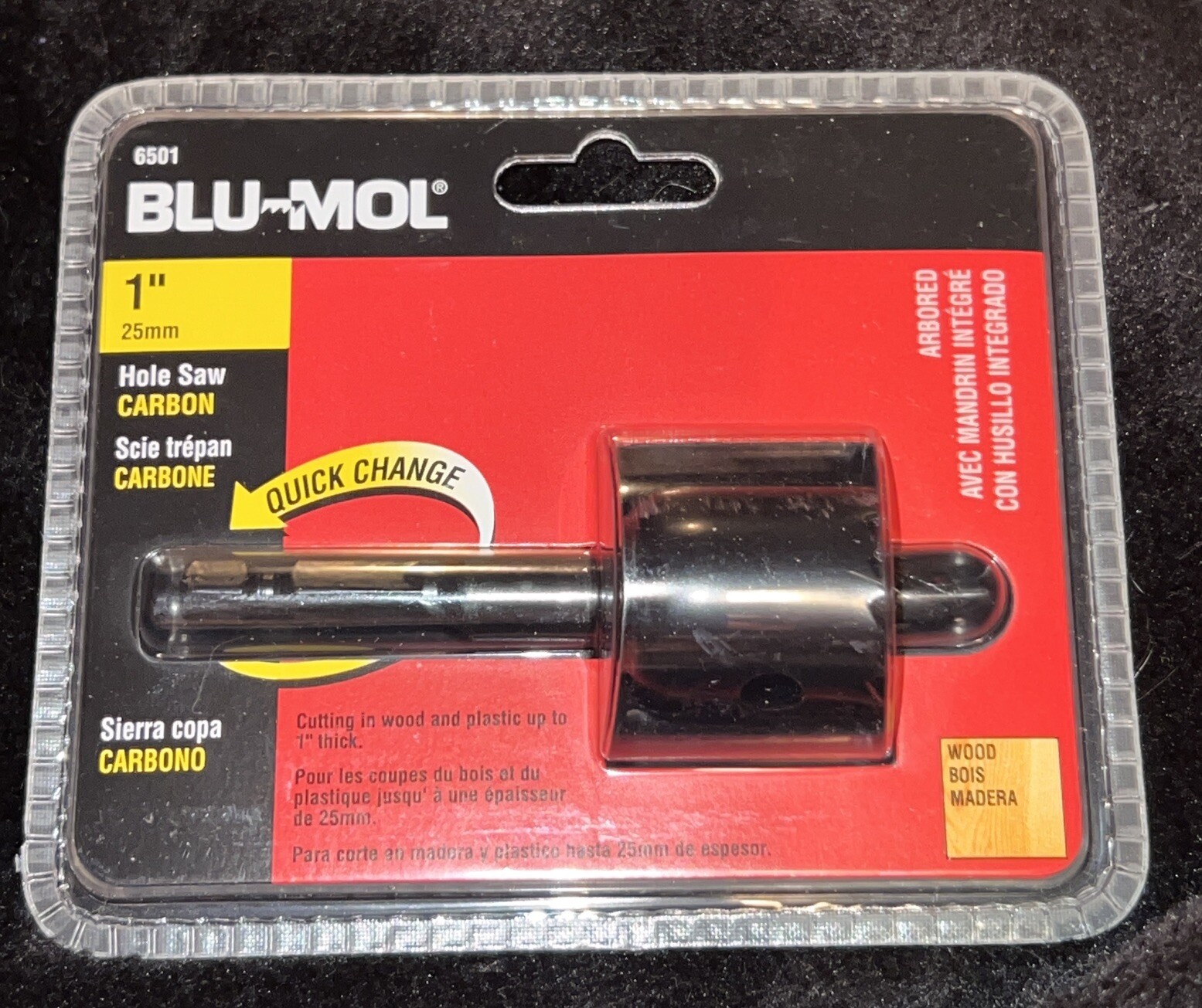 Blu-Mol 6501 1" Carbon Steel Arbored Hole Saw For Wood 25mm Quick ...