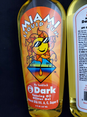 Miami Liquid Sun DARK TANNING OIL SPF 0 8oz. Vit. A,C,Super E | eBay