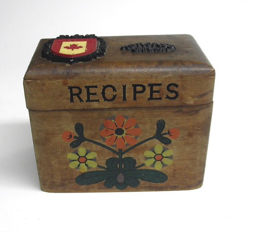Vintage Wood Recipe Box (filled) Hand Painted Folk Art & Canadian ...