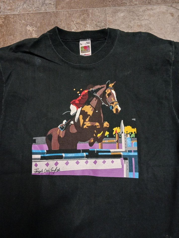 Rare 90's Vintage Artist Joseph Craig English Horse Art T-Shirt Large ...