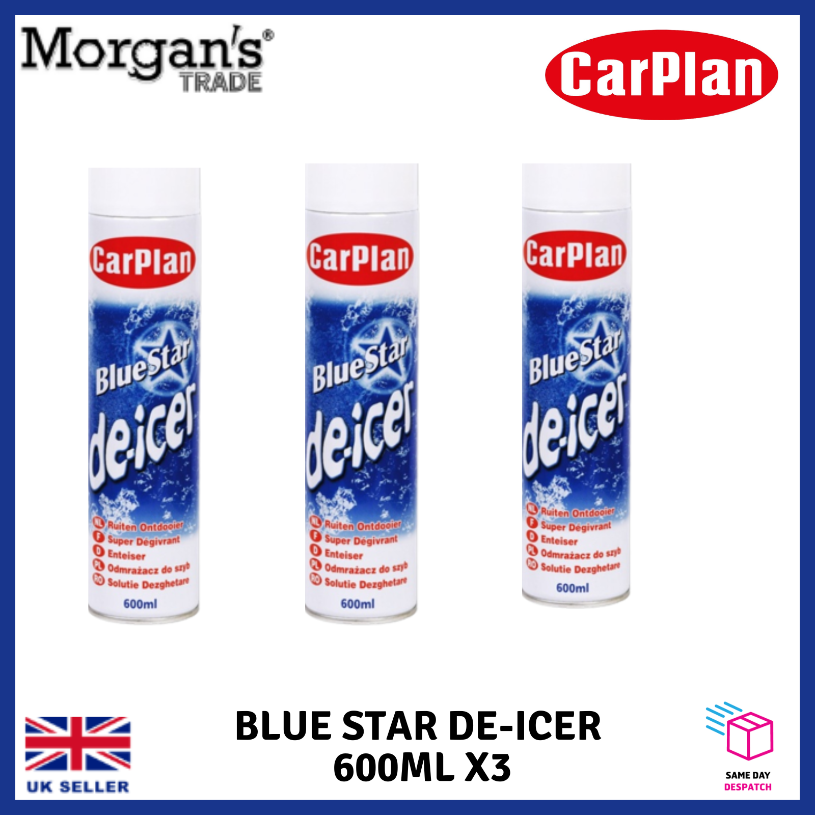 Carplan Blue Star Melts Winter Ice Fast De-Icer 600ml Aerosol Spray ...