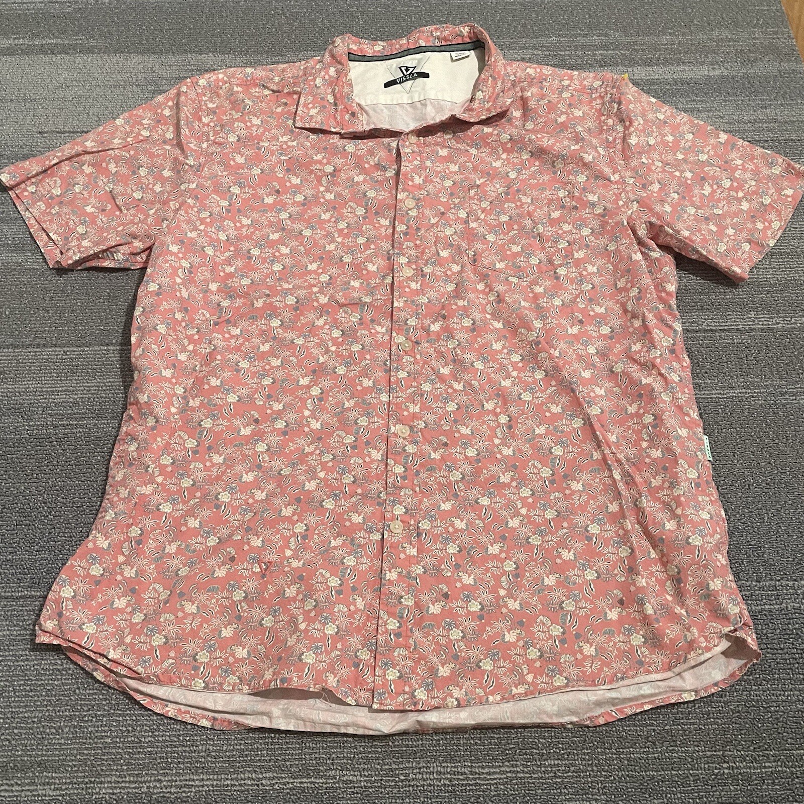 Vissla Shirt Mens Extra Large Pink Button Up Floral A… - Gem