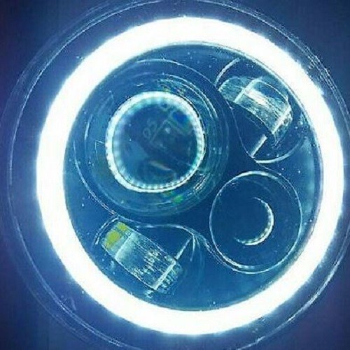 7″ BLACK ANGEL EYE BLUE HALO LED HEADLIGHT FOR YAMAHA ROADSTAR 1600 / ...