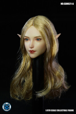 1:6 SDH021A Blonde Hair Elf Girl Head Carved F 12" TBLeague Body Action ...