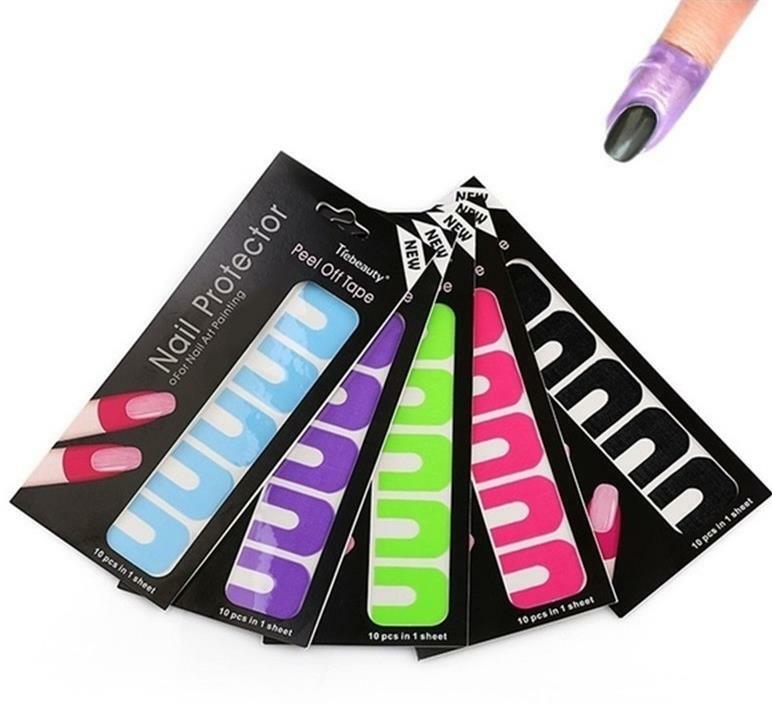10PCS Nail Spill-proof protector Finger Cover Sticker Nail Polish Peel ...