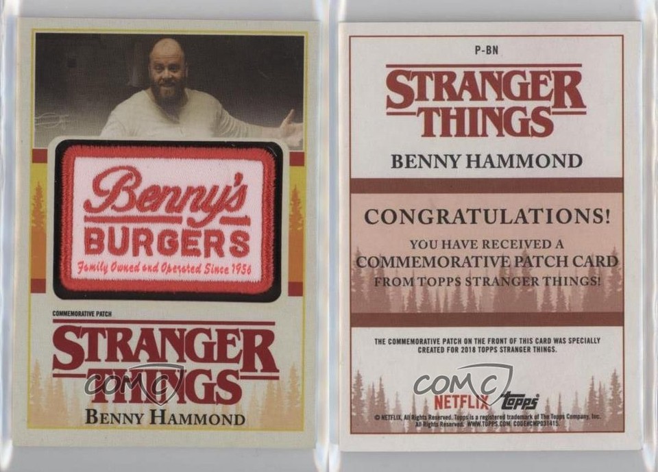 2018 Topps Stranger Things Manufactured Patch Benny Hammond #P-BN Patch ...