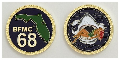 BFMC 68 Florida Challenge Coin, Unique Shark & Figure Design ...